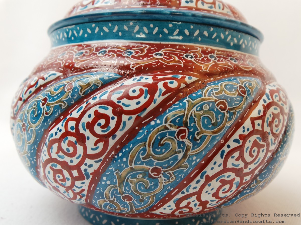 Sugar or Candy Bowl with Lid - Enamel (Minakari) on Copper - HE3022 ...