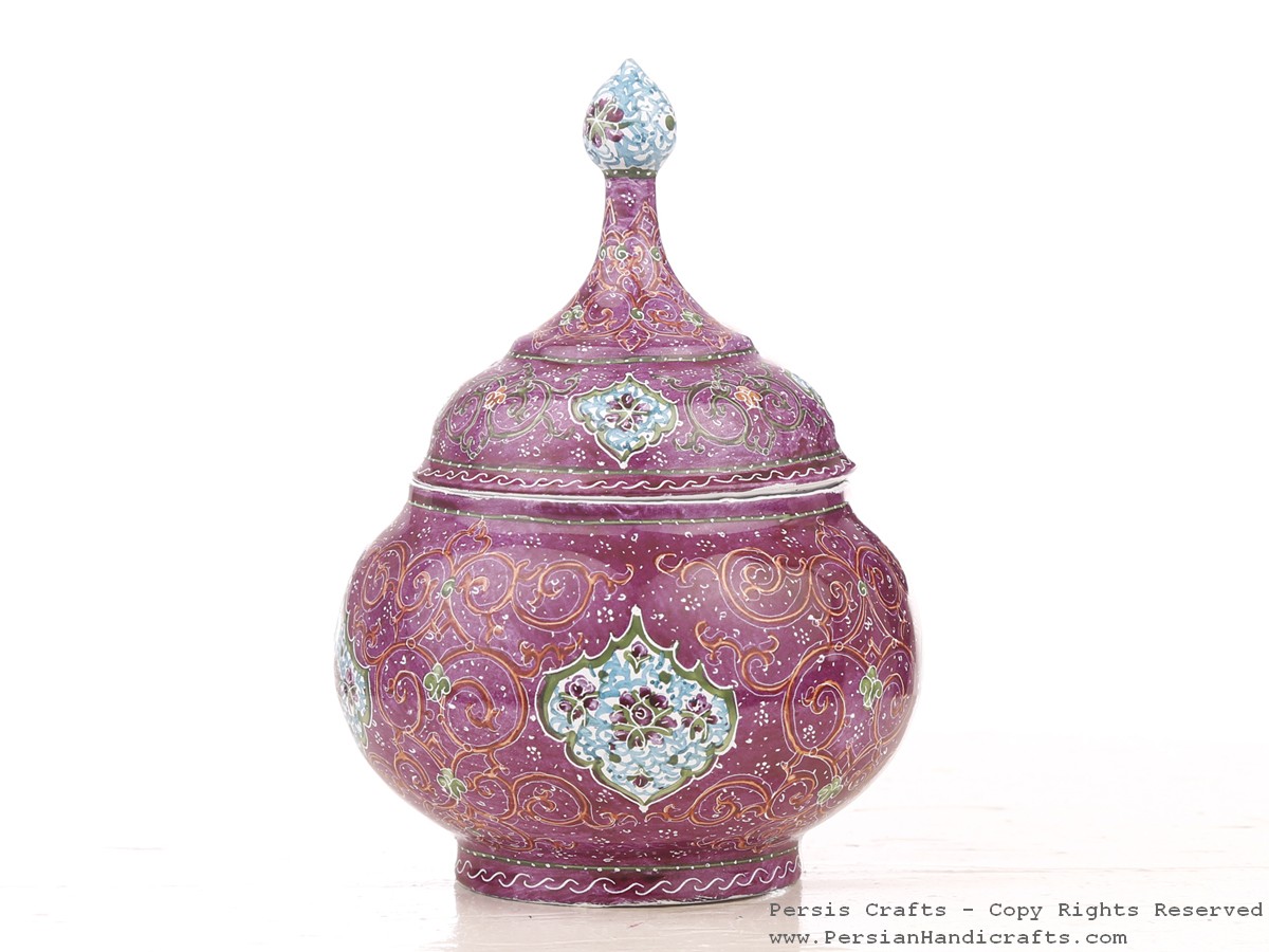 Enamel (Minakari) Sugar Candy Pot Persiada - HE3042 - Persiada