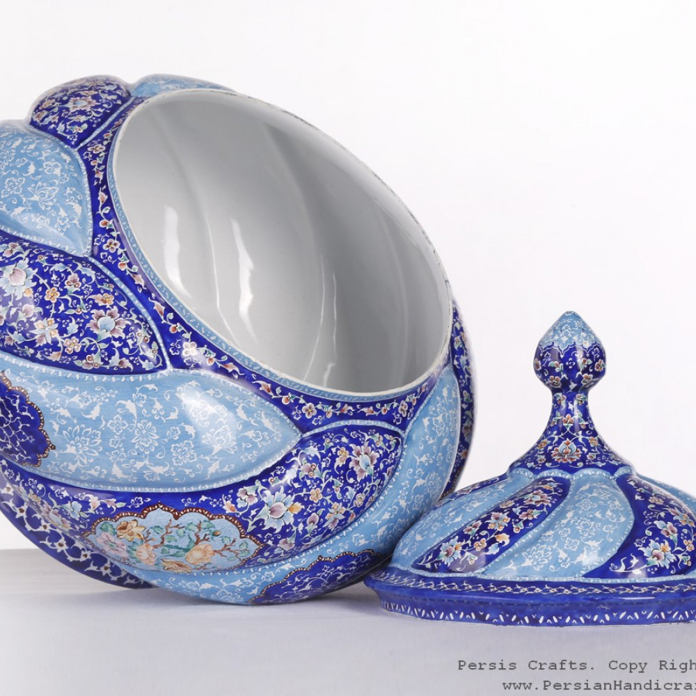 Premium Quality Enamel Minakari Large Candy Pot - HE3613 - Persiada