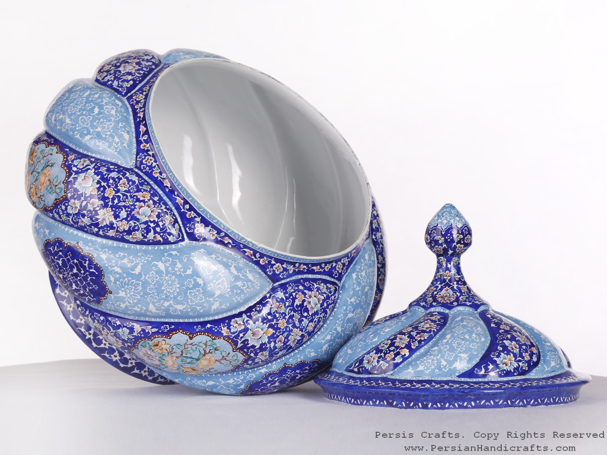 Premium Quality Enamel Minakari Large Candy Pot - HE3613 - Persiada