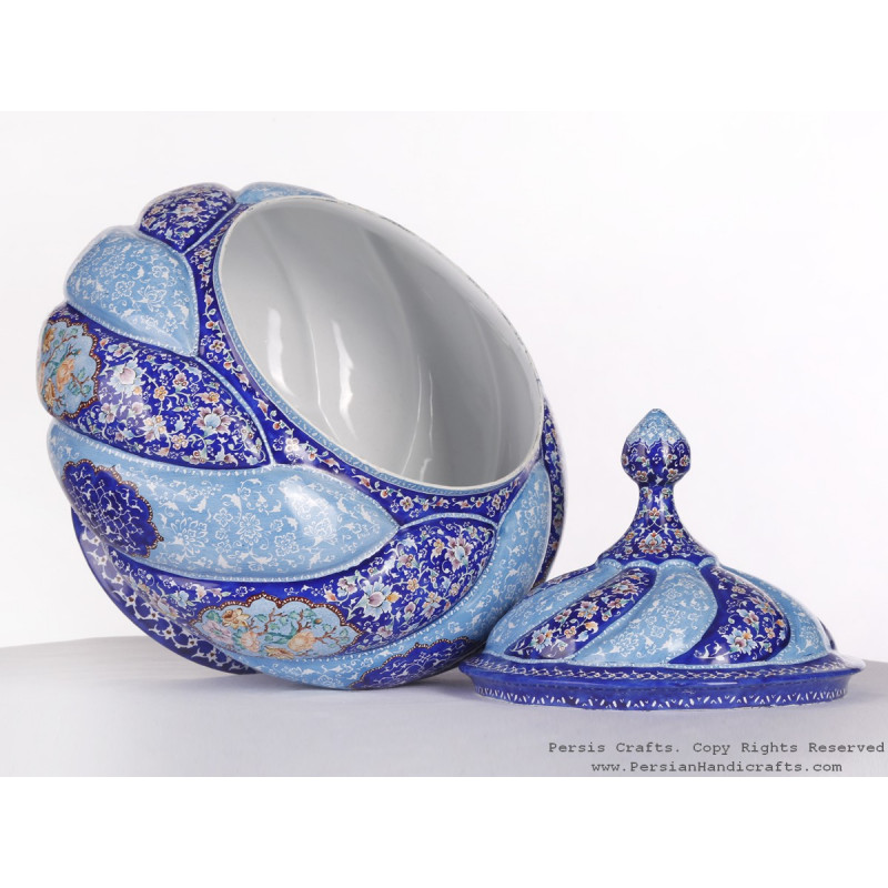 Turquoise Inlaying (FiroozehKoobi) Sugar/Candy Pot - HTI3001 - Persiada