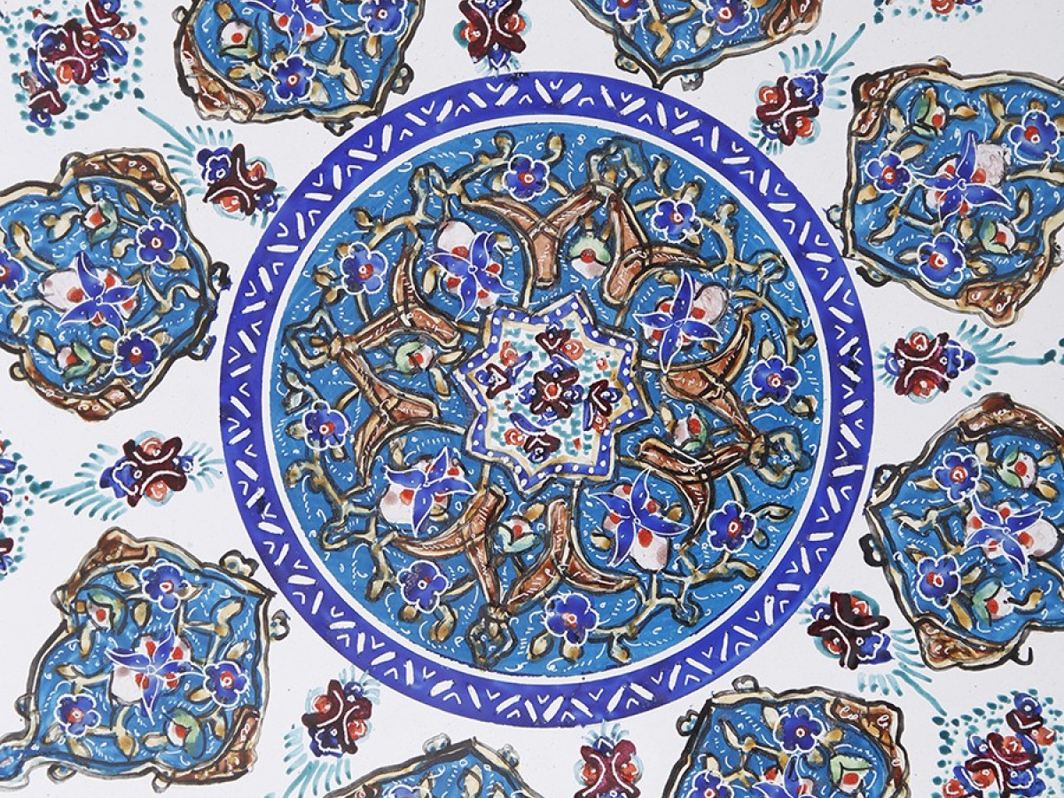 Enamel Eslimi Khatai Design Minakari Wall Plate - HE3906 - Persiada