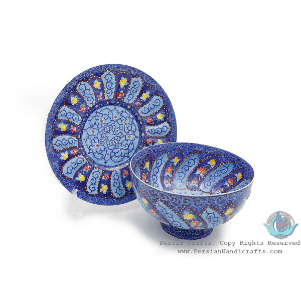 Classy Bowl & Plate Azure Minakari w Flower Eslimi Design - HE4007 ...