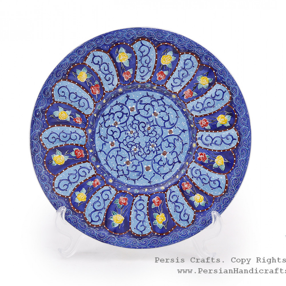 Classy Bowl & Plate Azure Minakari w Flower Eslimi Design - HE4007 ...