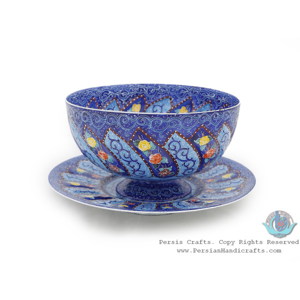 Classy Bowl & Plate Azure Minakari w Flower Eslimi Design - HE4007 ...