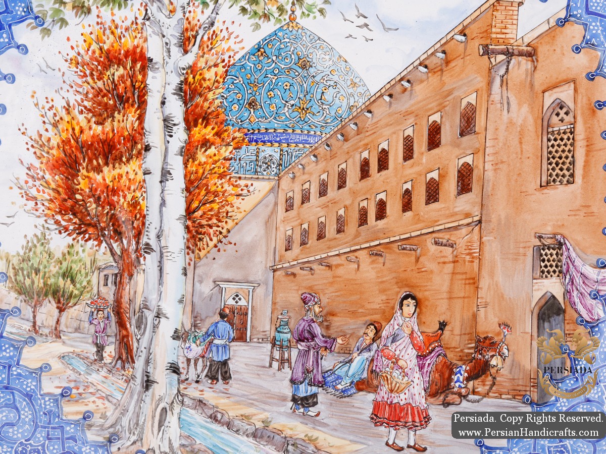 Old Isfahan with Shah Mosque Scenery | Hand Painted Minakari | Persiada ...