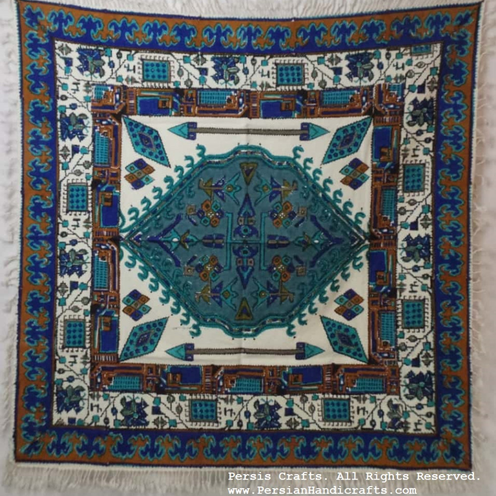 Persian Tapestry (Ghalamkar) Kilim Style Tablecloth - HGH3604 - Persiada