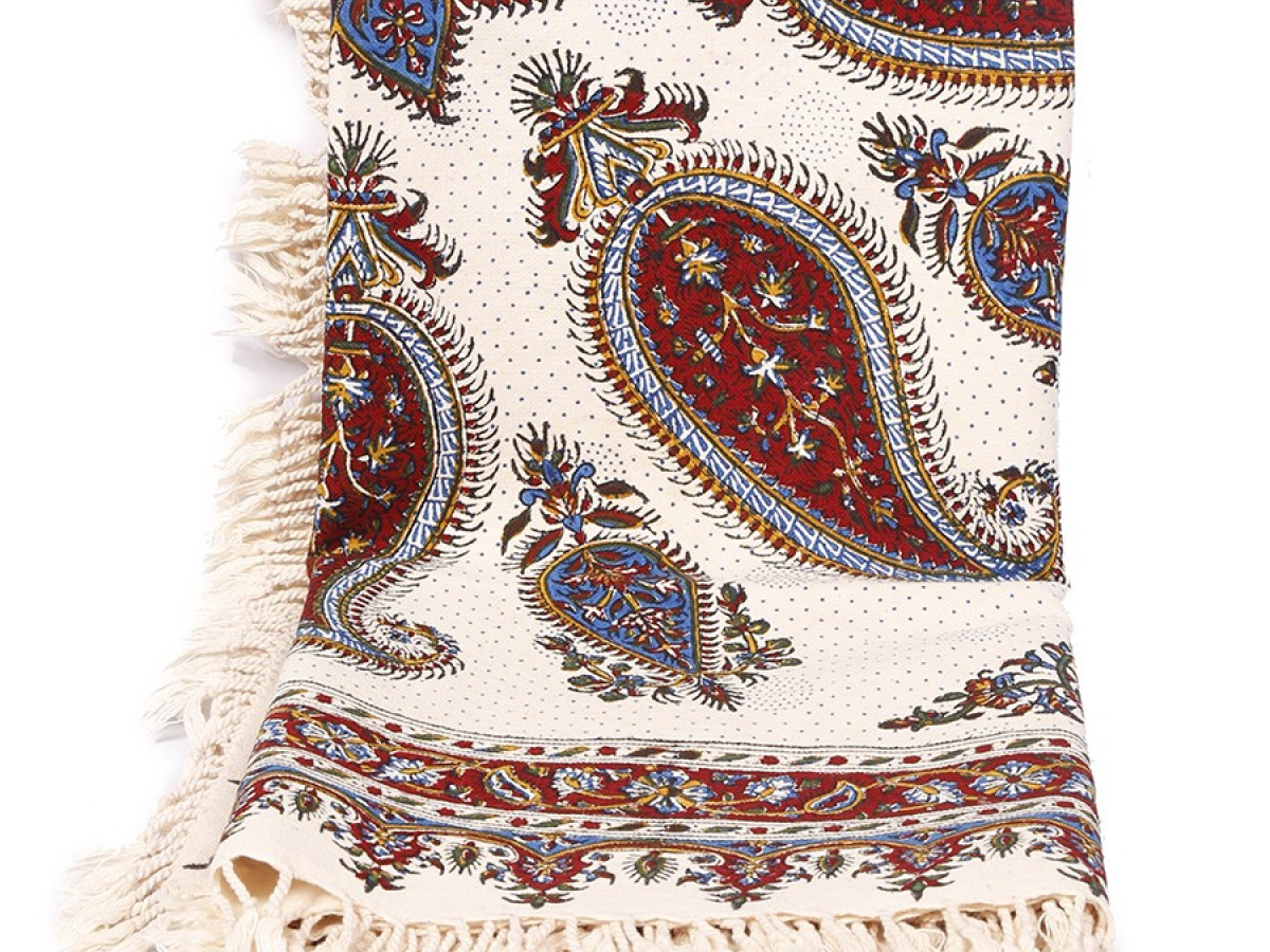Paisely Toranj Design Tapestry Ghalamkar Tablecloth - HGH3916 - Persiada