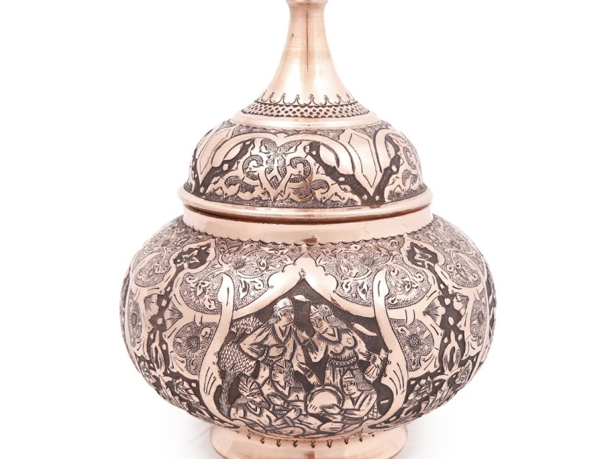 Traditional Handgraved Persian Banquet on Candy Dish - HGL3903 - Persiada