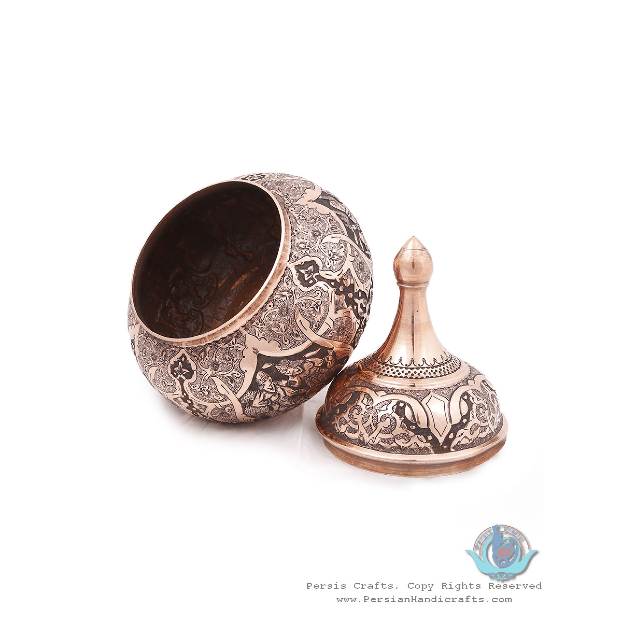Traditional Handgraved Persian Banquet on Candy Dish - HGL3903 - Persiada