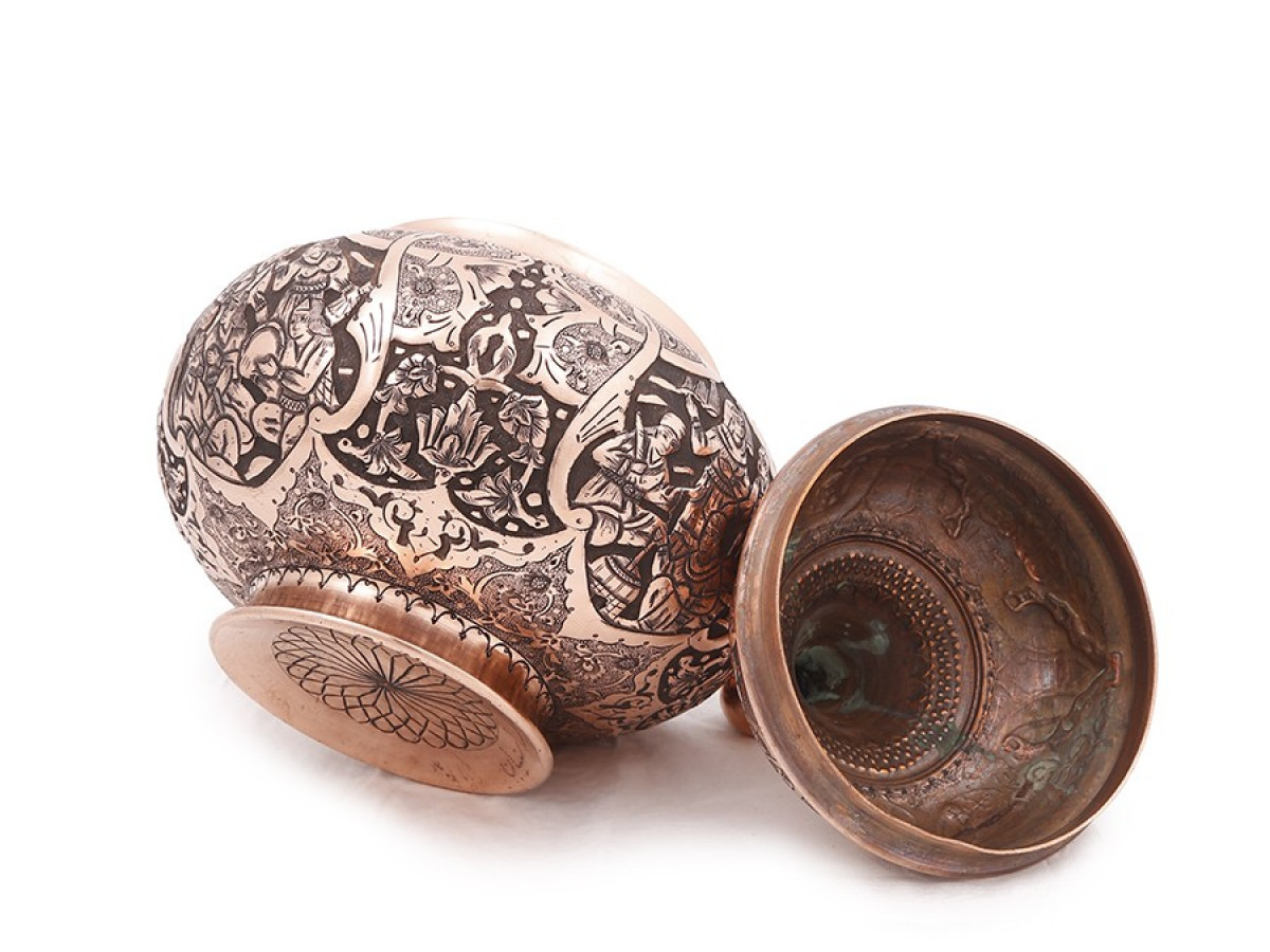 Traditional Handgraved Persian Banquet on Candy Dish - HGL3903 - Persiada