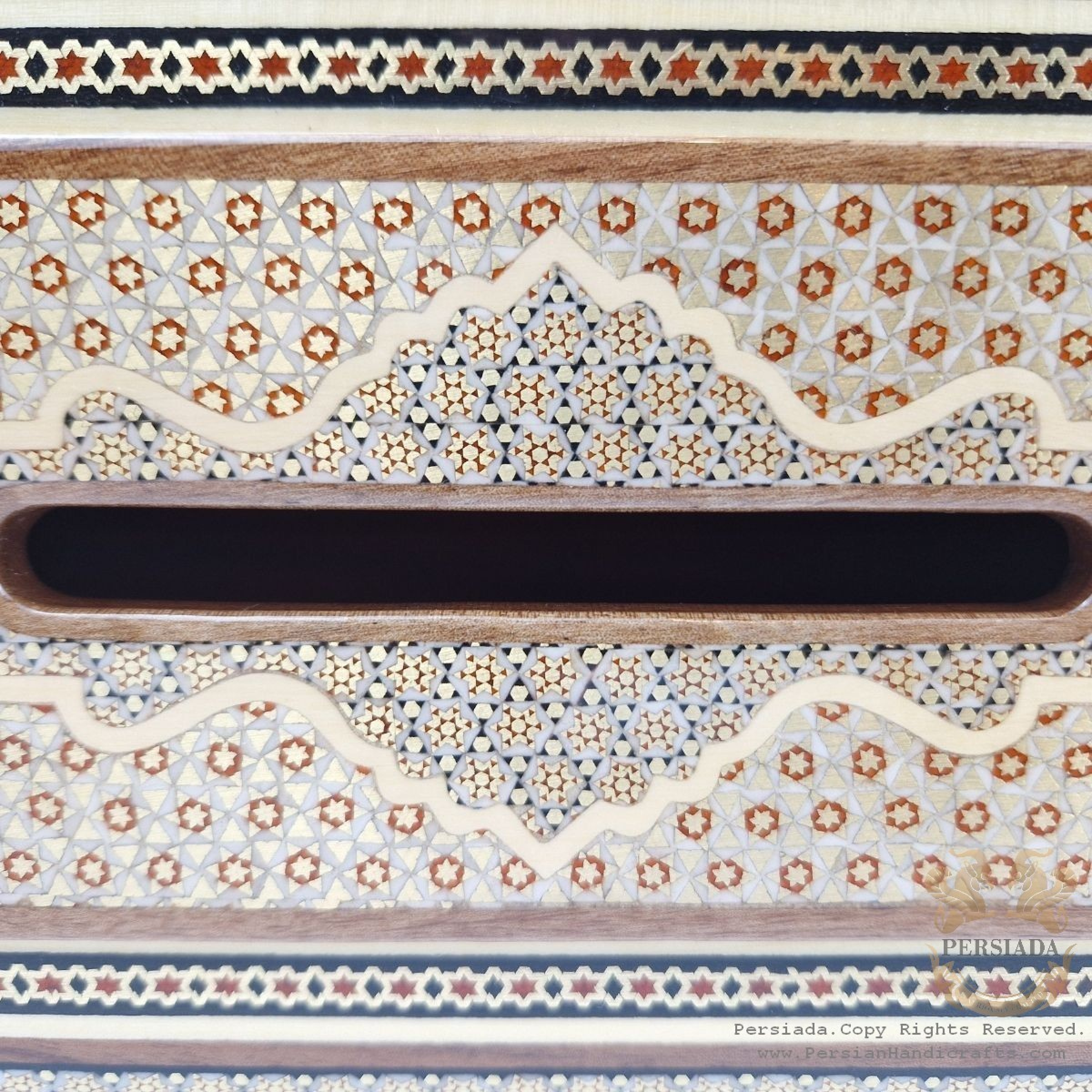 Multi Pattern Tissue Box | Handmade Khatam Marquetry | HKH8020