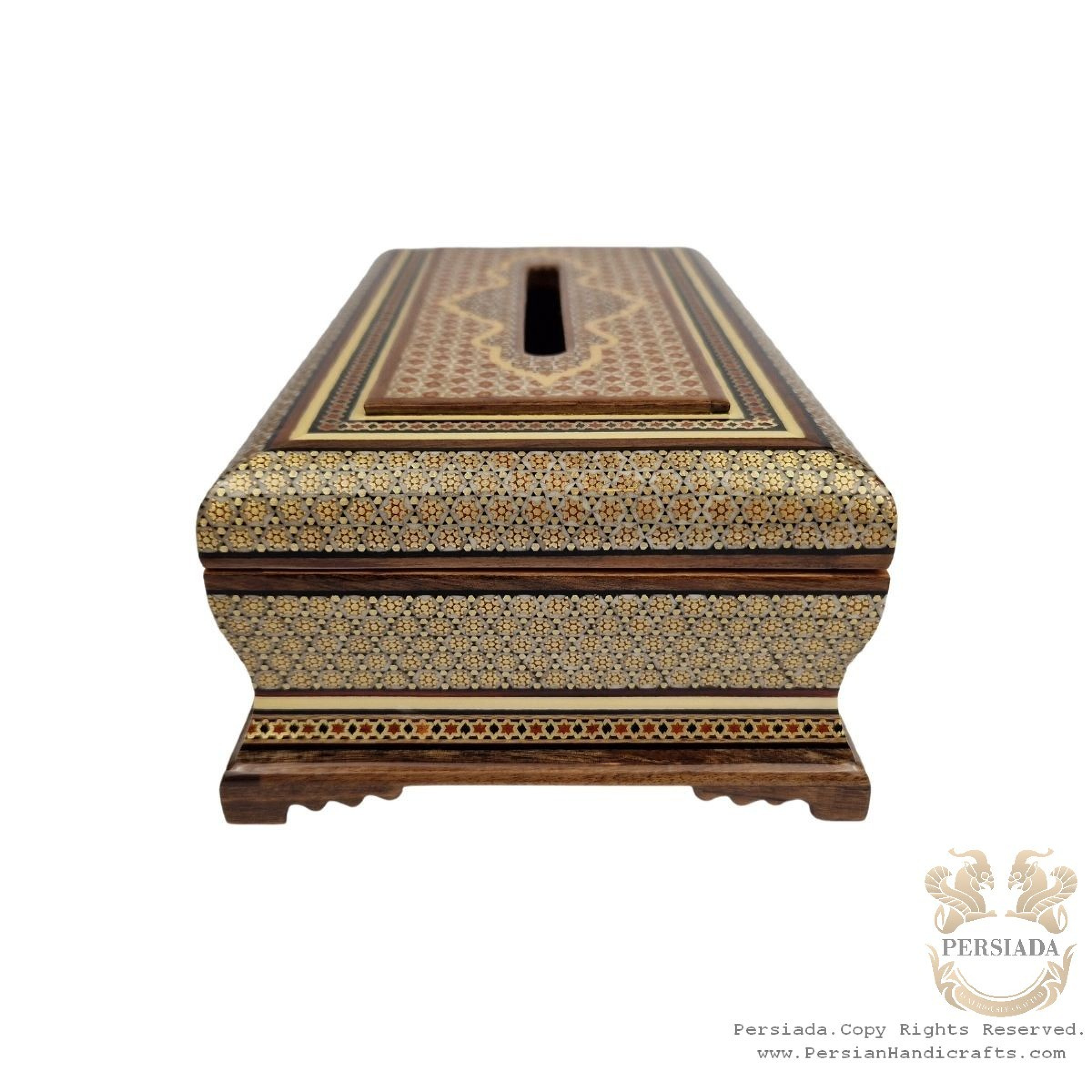Multi Pattern Tissue Box | Handmade Khatam Marquetry | HKH8020