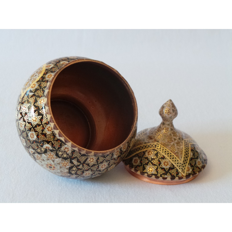 Partial Khatam on Copper Sugar/Candy Pot - HKH3607 - Persiada