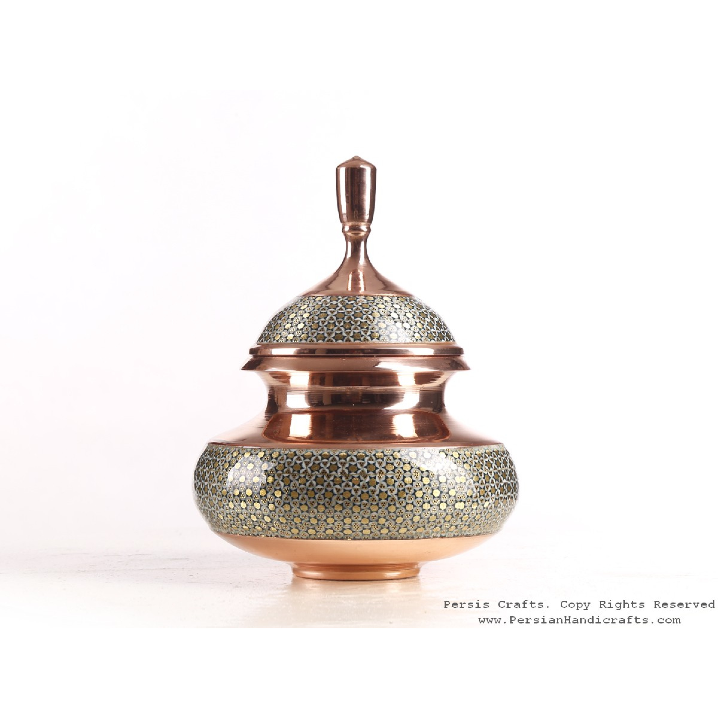 Partial Khatam on Copper Sugar/Candy Pot - HKH3607 - Persiada