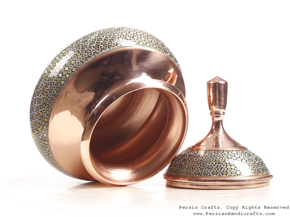 Partial Khatam on Copper Sugar/Candy Pot - HKH3607 - Persiada