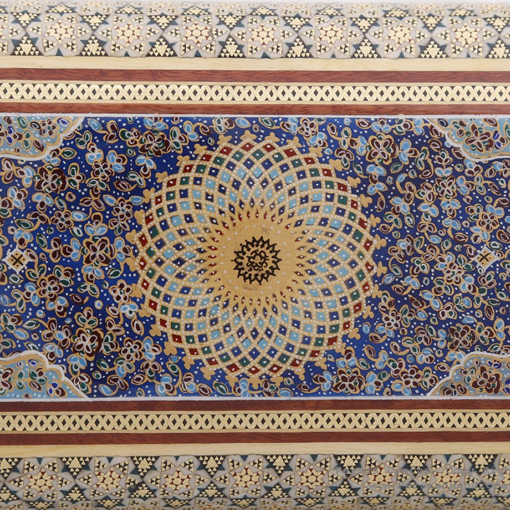 Privileged Khatam Marquetry Box with Tazhib Painting - HKH3909 - Persiada