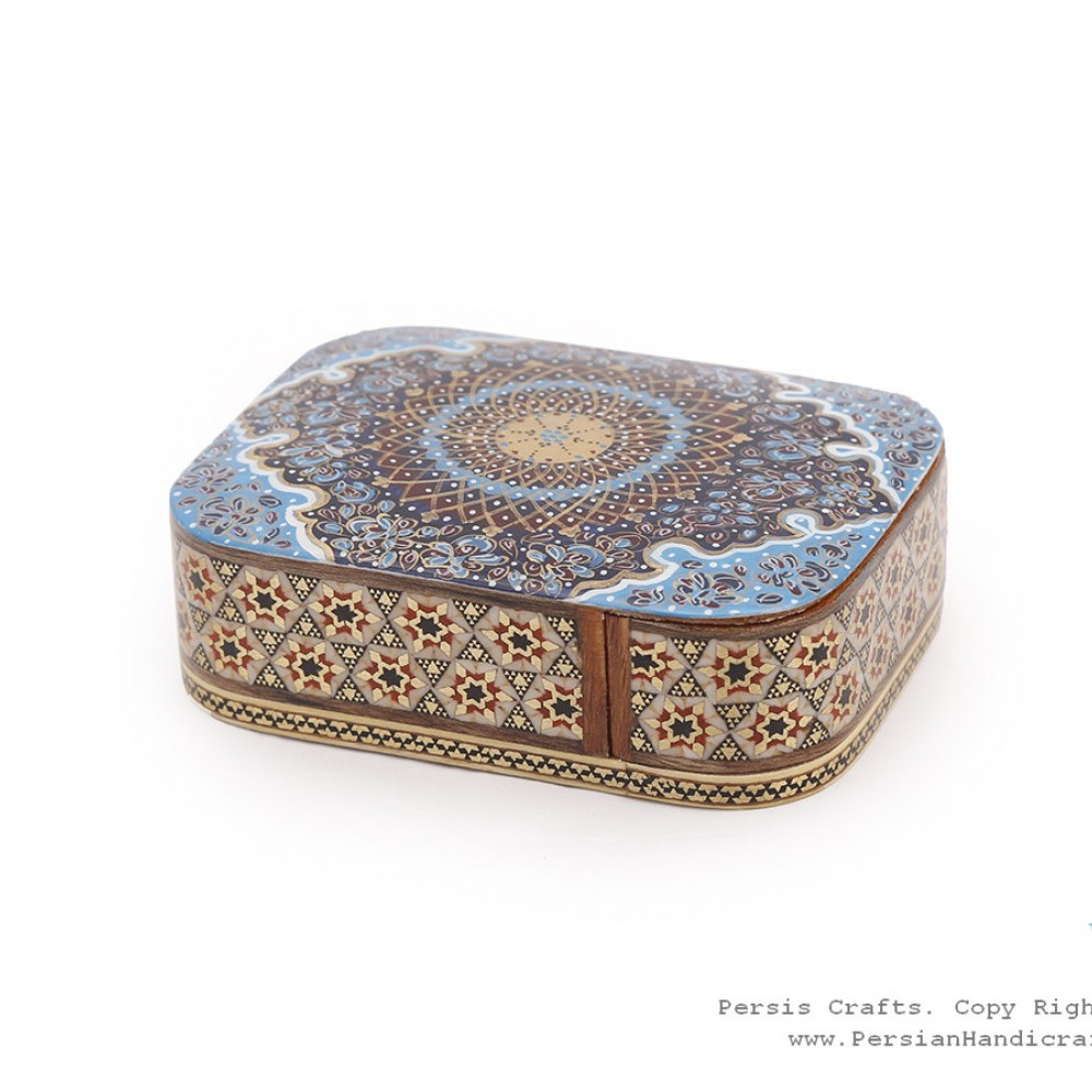 Tazhib Design Khatam Marquetry Slide in Jewellery Box - HKH3914 - Persiada