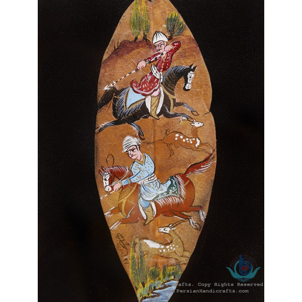 Hand Miniature on Leaf with Khatam Frame - HKH3925 - Persiada
