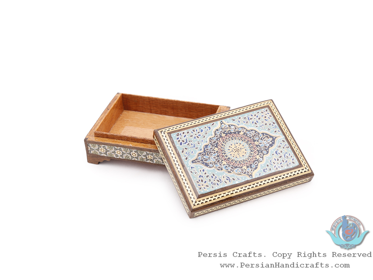 Classy Khatam Card Holder w Tazhib Miniature - HKH4005 - Persiada