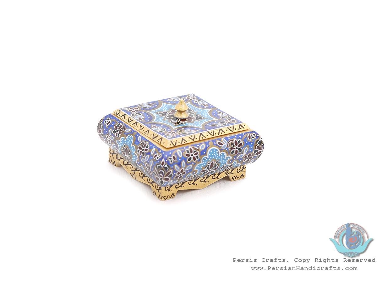 Tazhib Miniature Square Shape Jewelry Box - HM3910 - Persiada