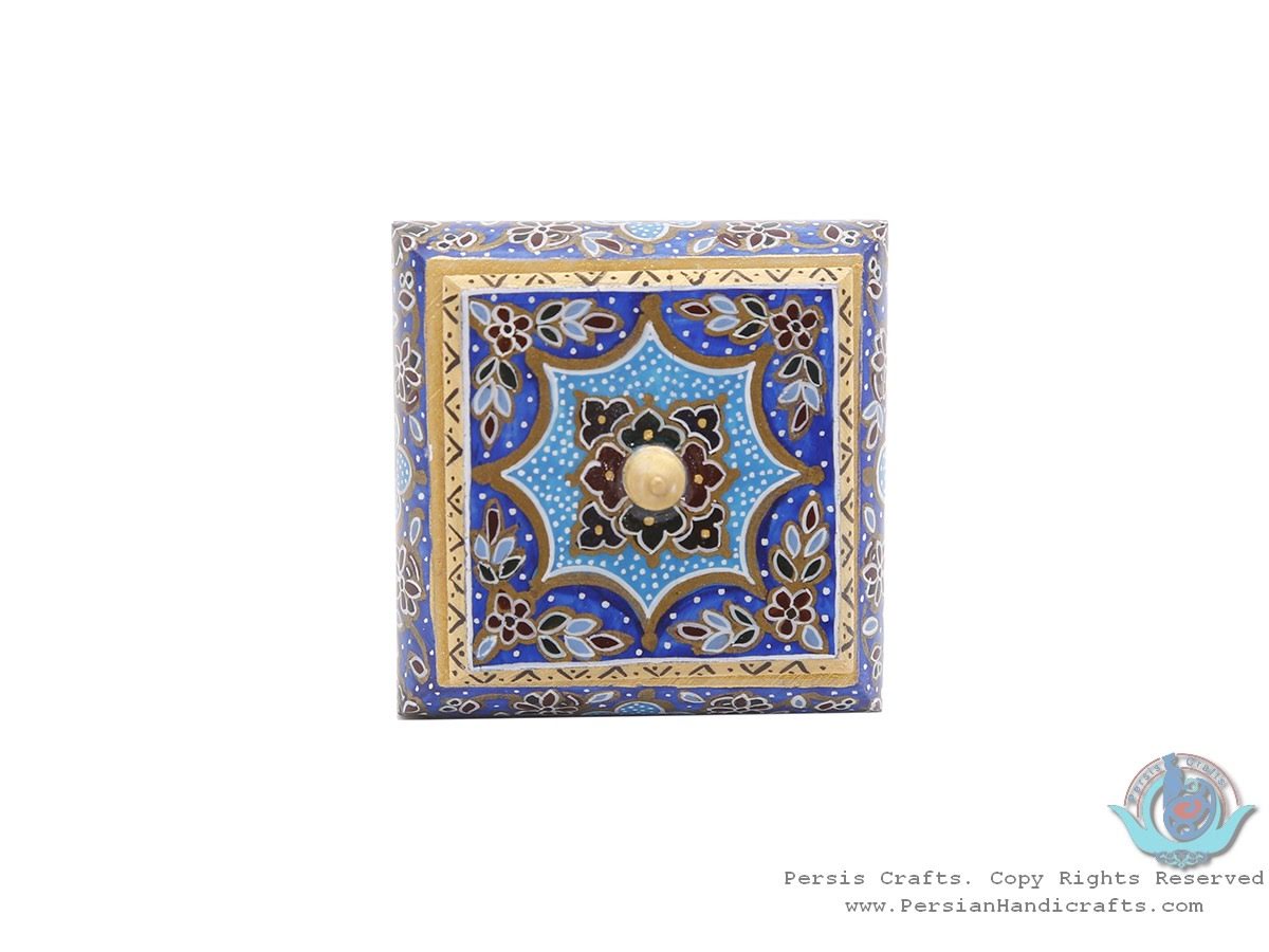 Tazhib Miniature Square Shape Jewelry Box - HM3910 - Persiada