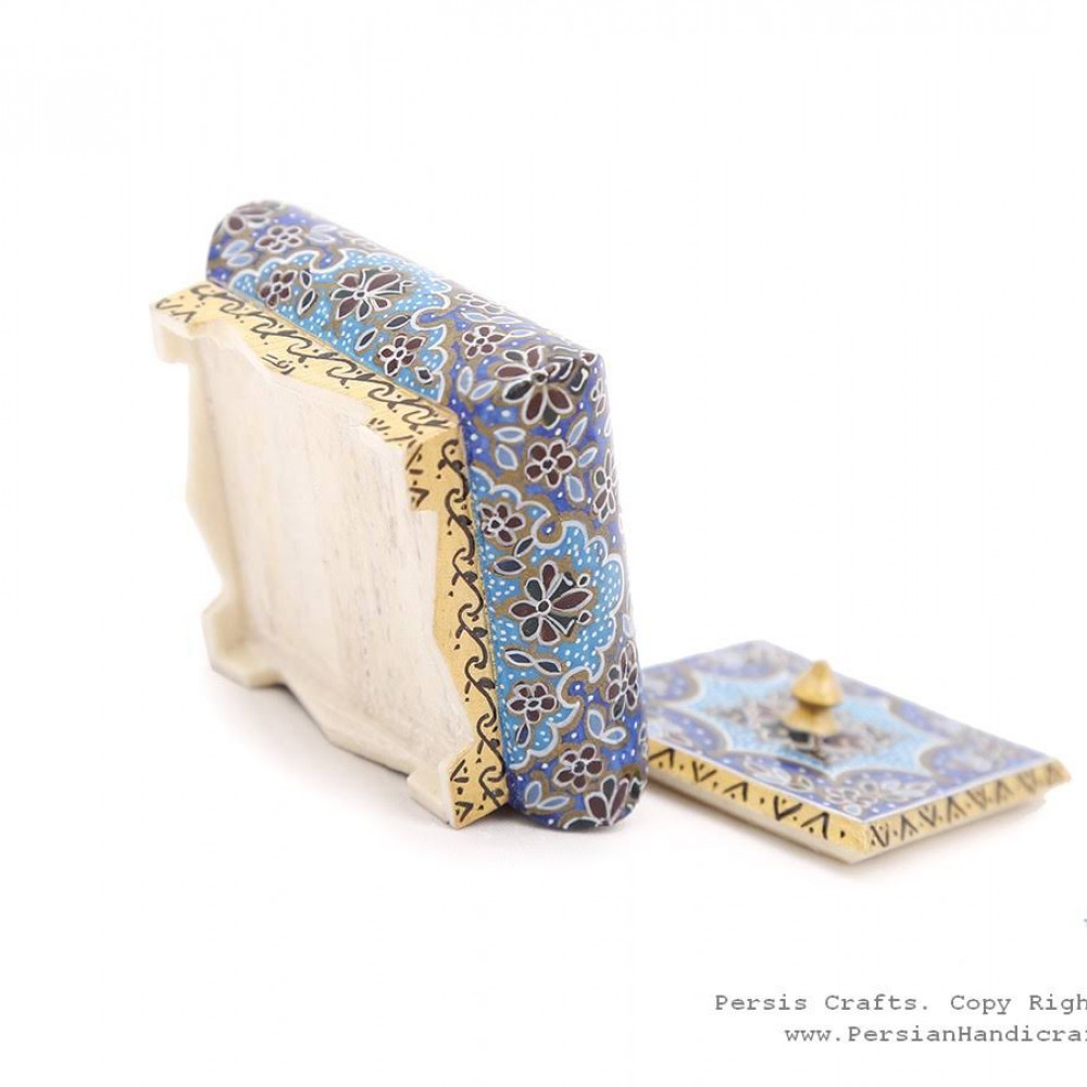 Tazhib Miniature Square Shape Jewelry Box - HM3910 - Persiada