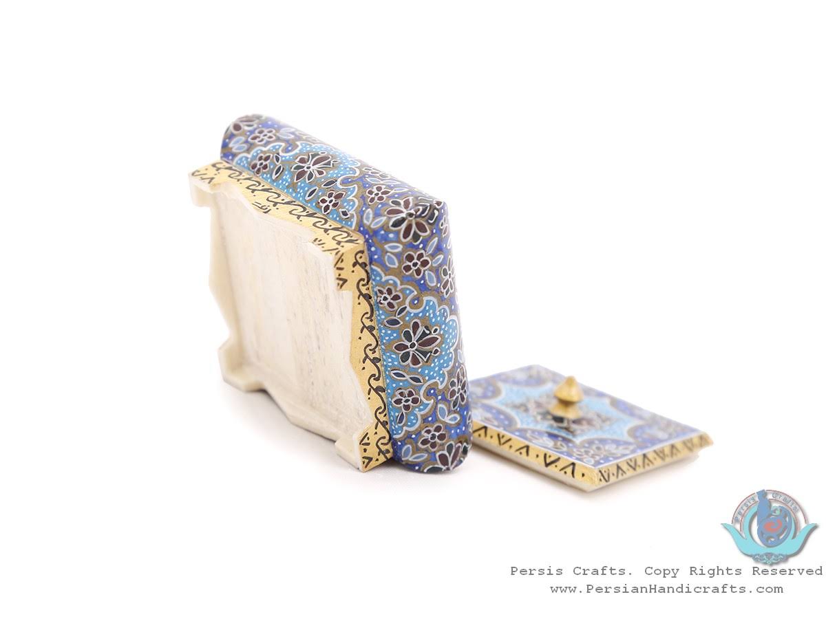 Tazhib Miniature Square Shape Jewelry Box - HM3910 - Persiada