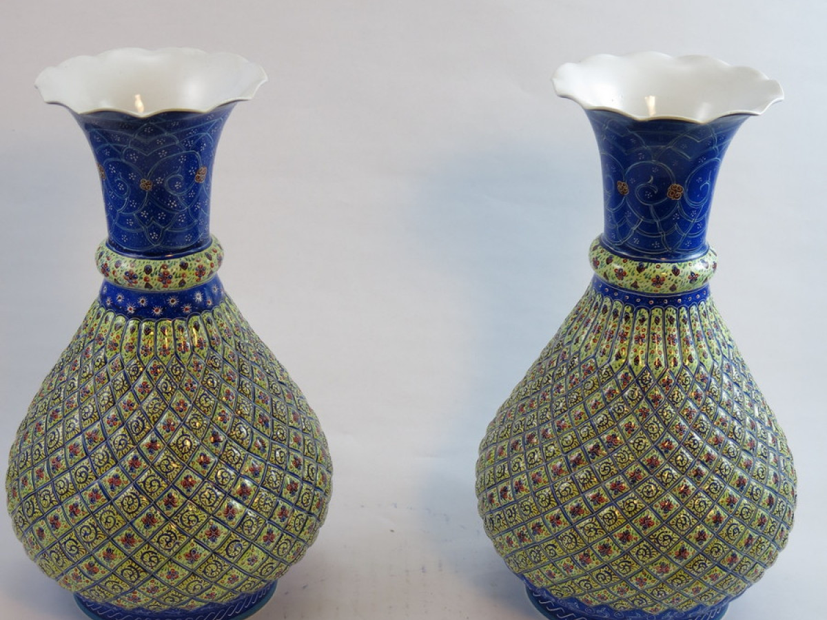 Enamel (Minakari) Eslimi Flower Vase - PE1114 - Persiada