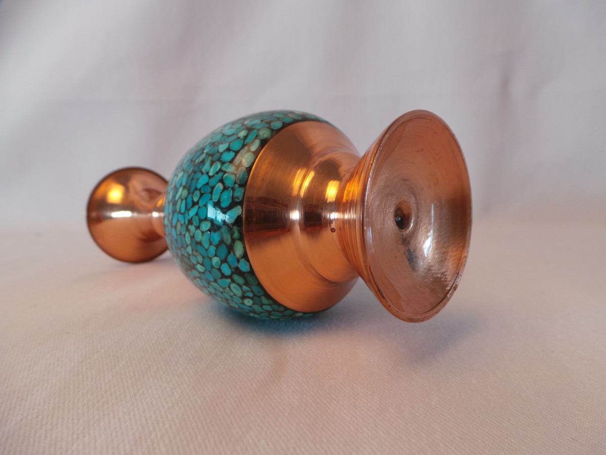 Persian Turquoise Inlying Vase - HTI1037 - Persiada