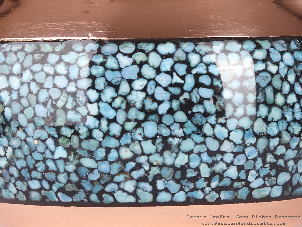 Turquoise Inlaying (FiroozehKoobi) Sugar/Candy Pot - HTI3001 - Persiada