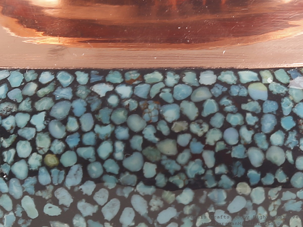 Turquoise Inlaying (FiroozehKoobi) Sugar/Candy Pot - HTI3002 - Persiada