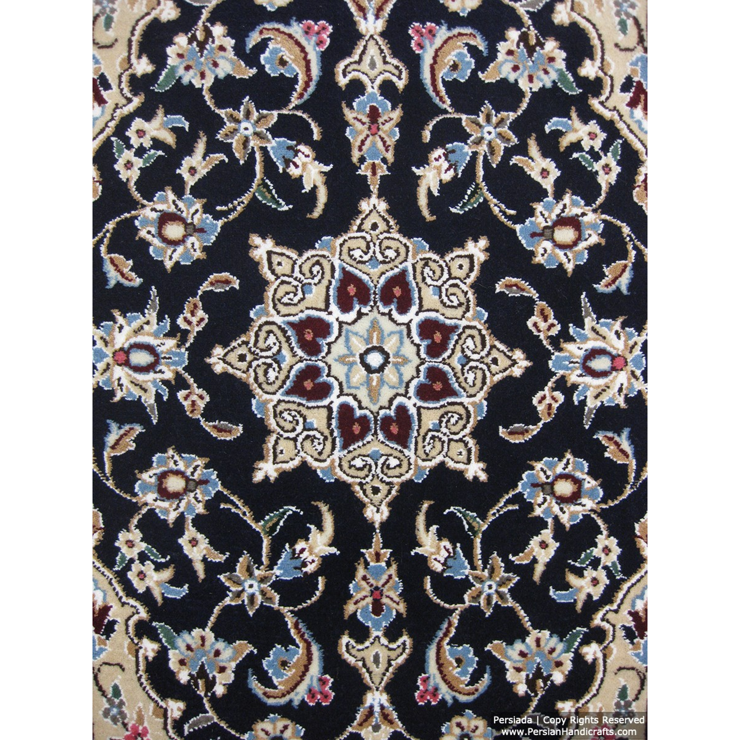 Medallion Design Wool & Cotton Naein Persian Rug - RN5015